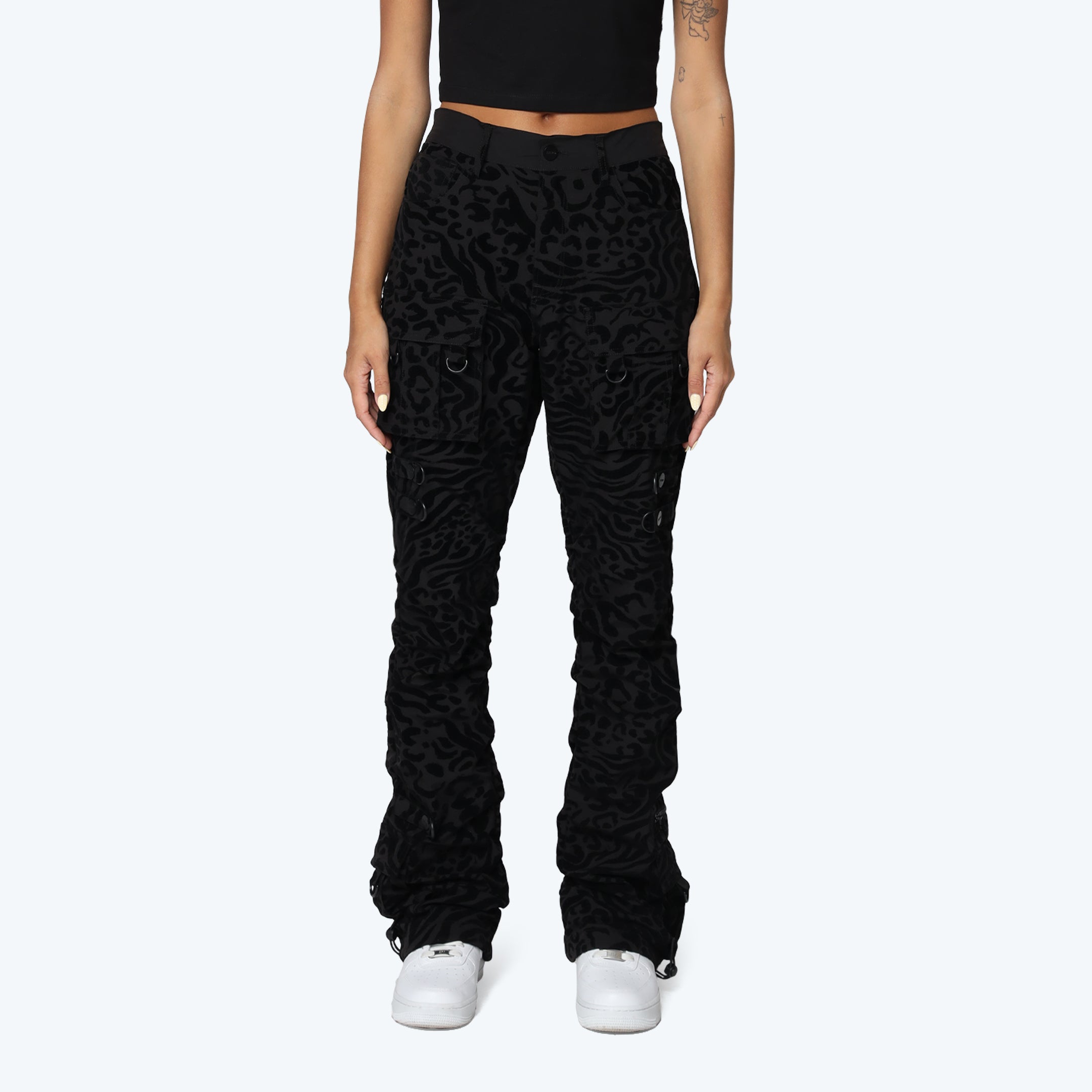 High Rise Side Pinched Stacked Pants - Safari Black – Smoke Rise NY