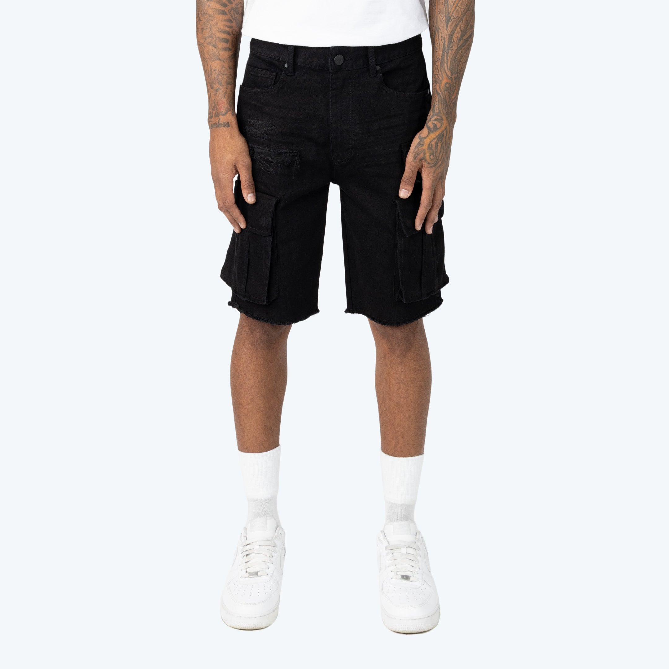 10" Comfort Utility Cargo Jean Shorts - Jet Black - Smoke Rise NY